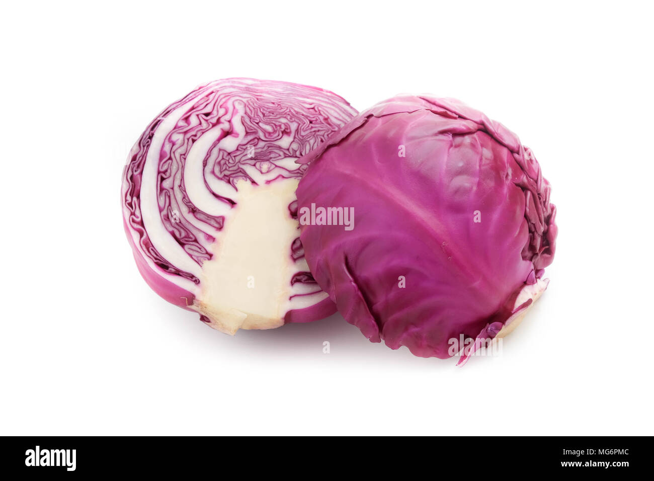 Purple cabbage on white background Stock Photo - Alamy