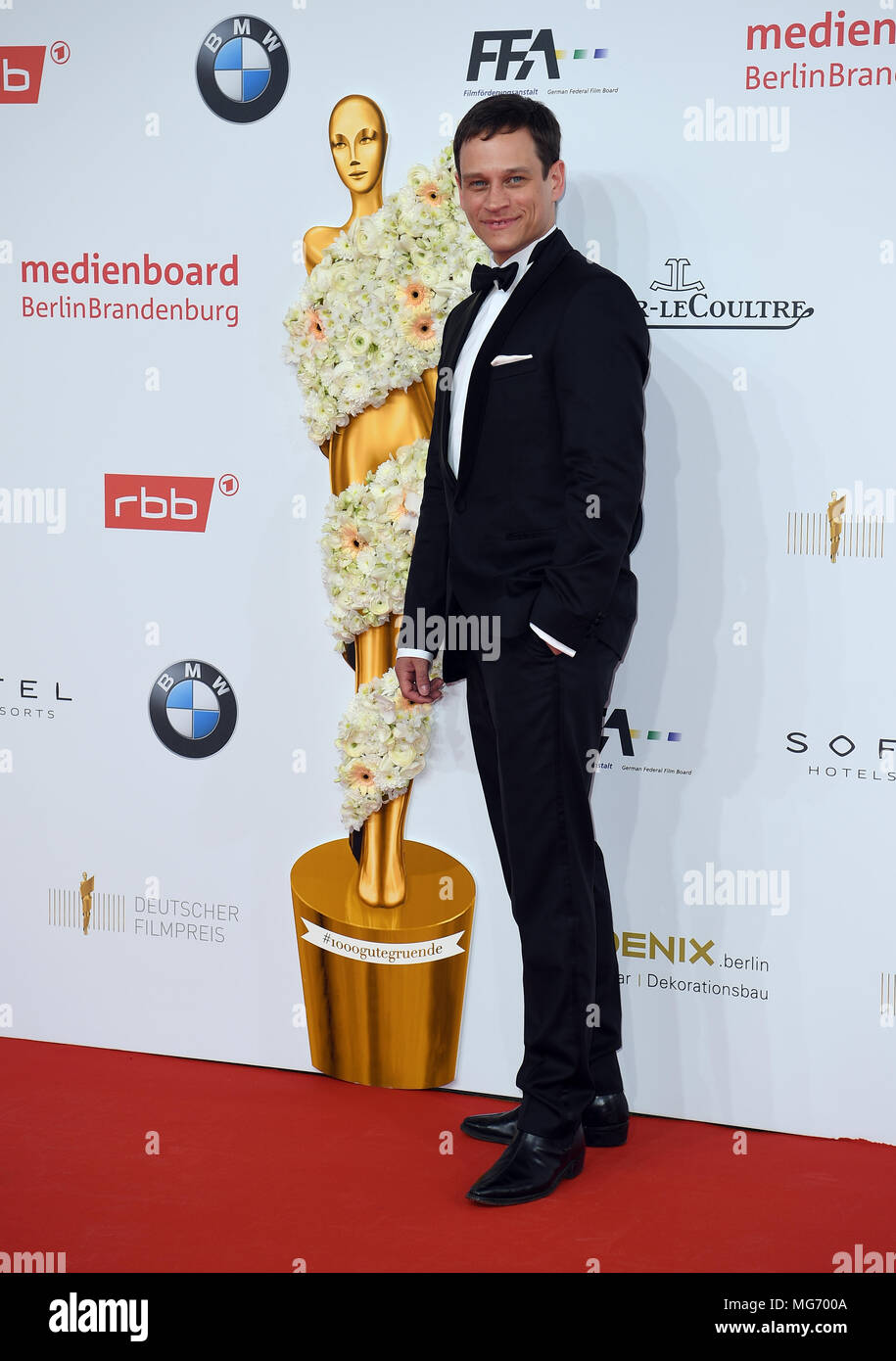27 April 2018, Germany, Berlin: Actor Vinzenz Kiefer arriving at the ...