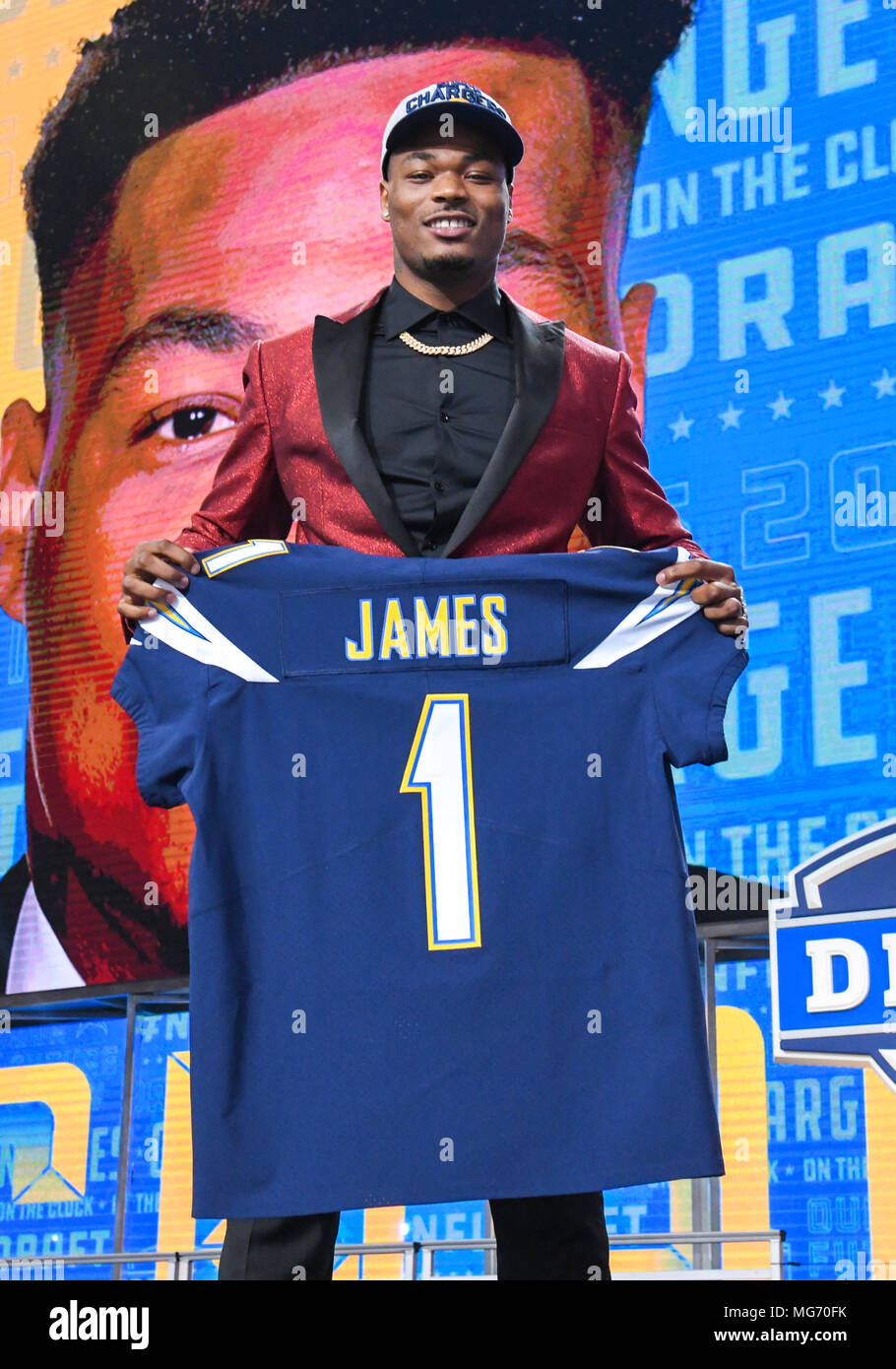 April 26, 2018: Derwin James poses after being picked #17 overall by ...