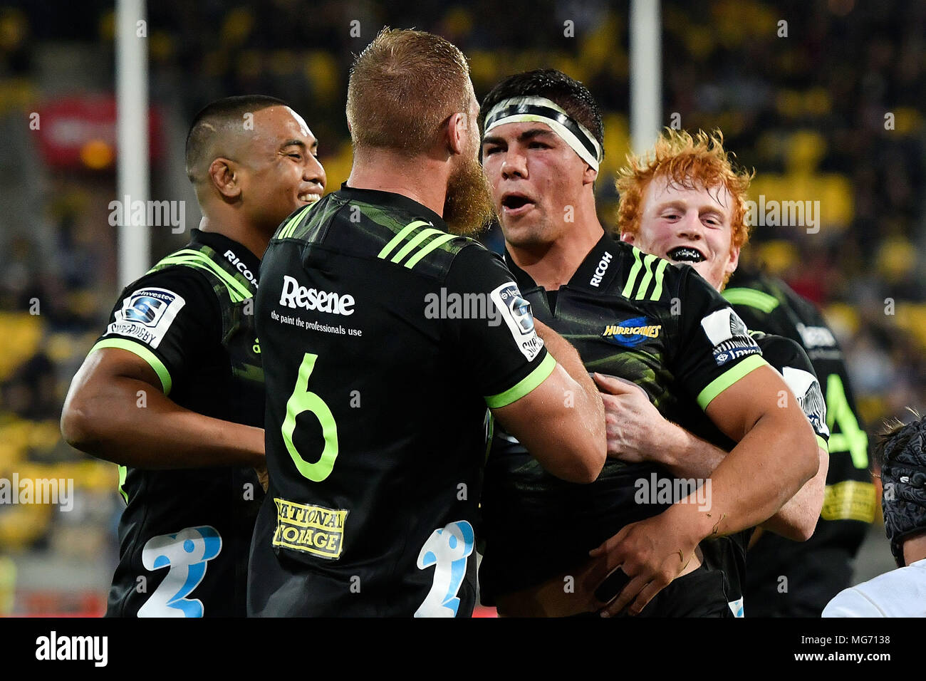 Wellington, New Zealand. 27th Apr, 2018. Hurricanes Reed Prinsep ...