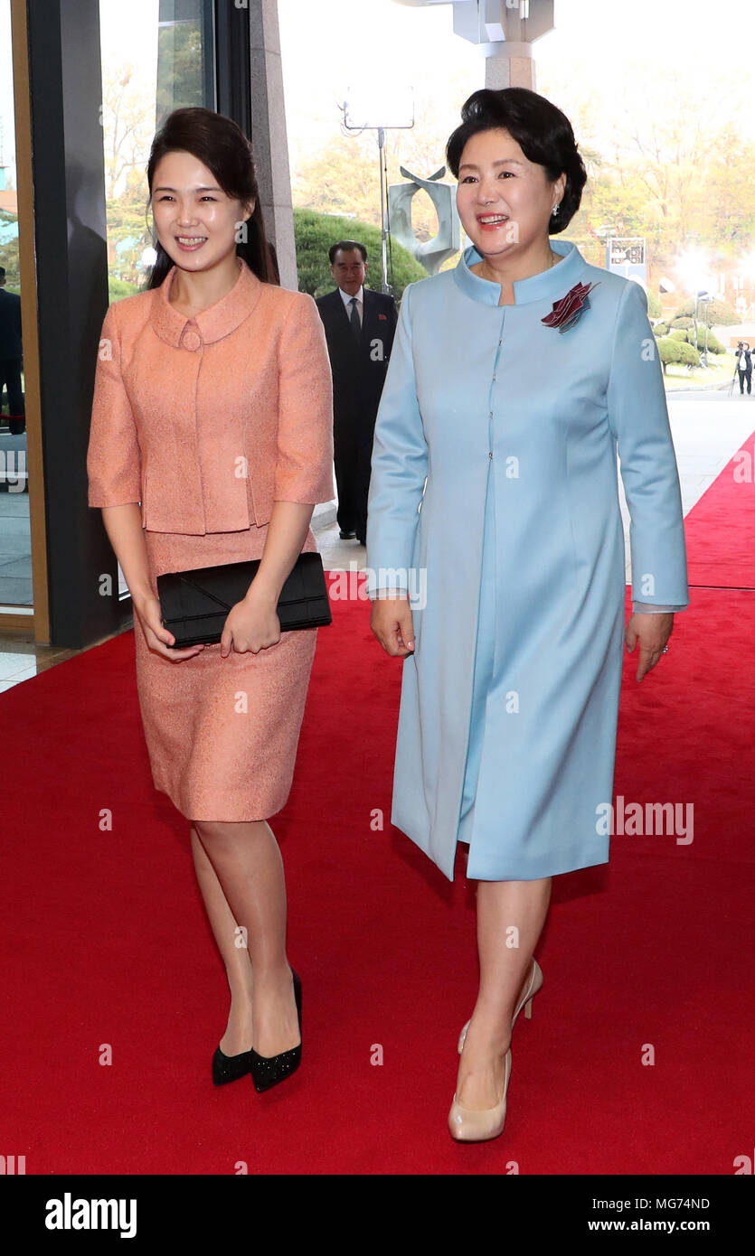 Seoul, South Korea, 27 April 2018. Kim Jung-Sook and Ri Sol-Ju, Apr 27 ...