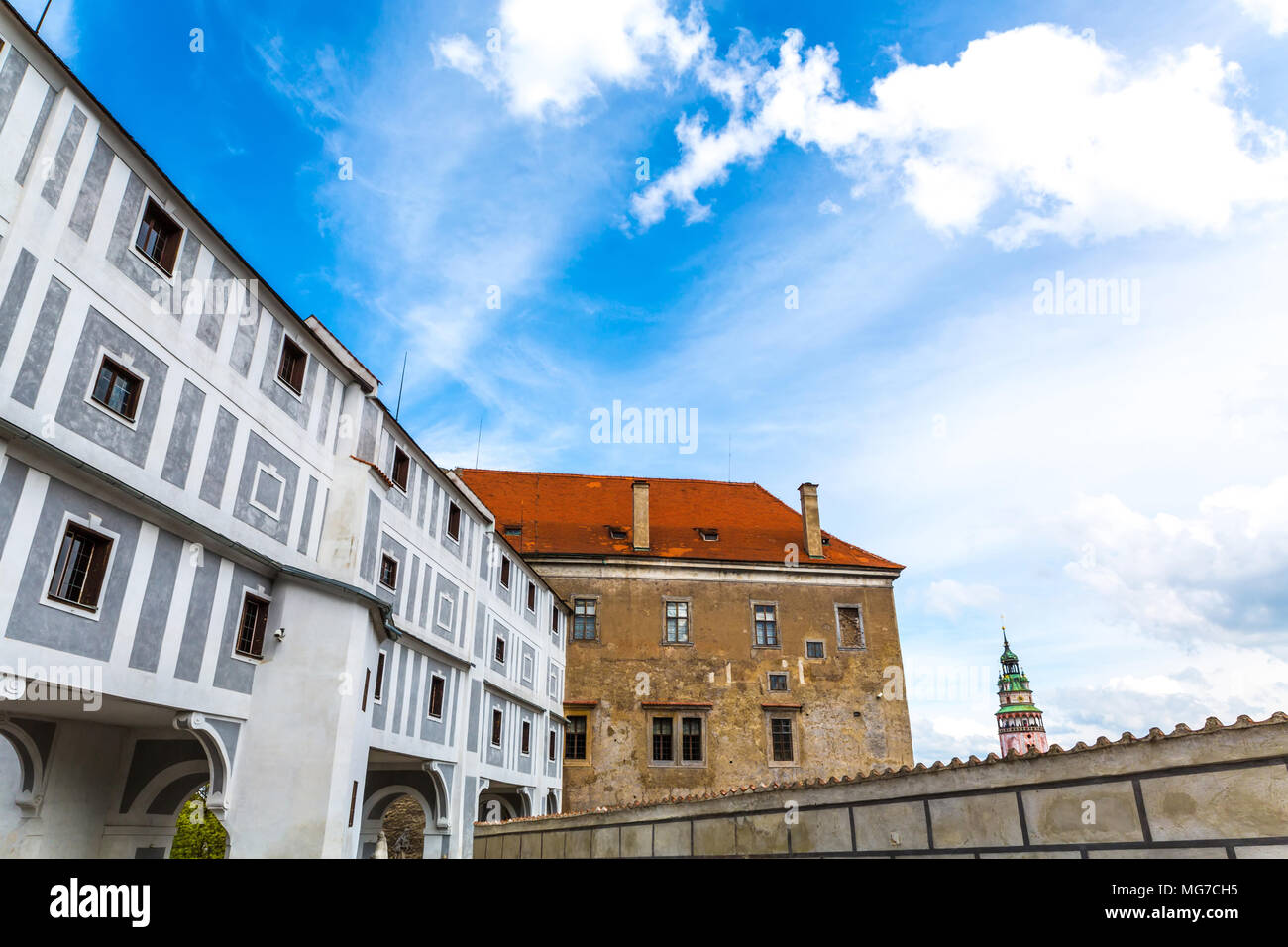 Famous castle bridge in Cesky Krumlov, Czech republic, Europe Stock ...
