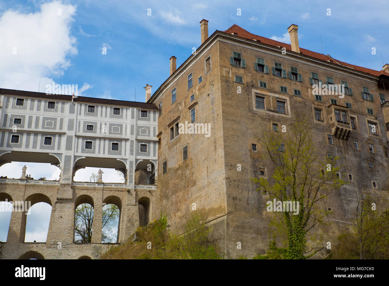 Famous castle bridge in Cesky Krumlov, Czech republic, Europe Stock ...
