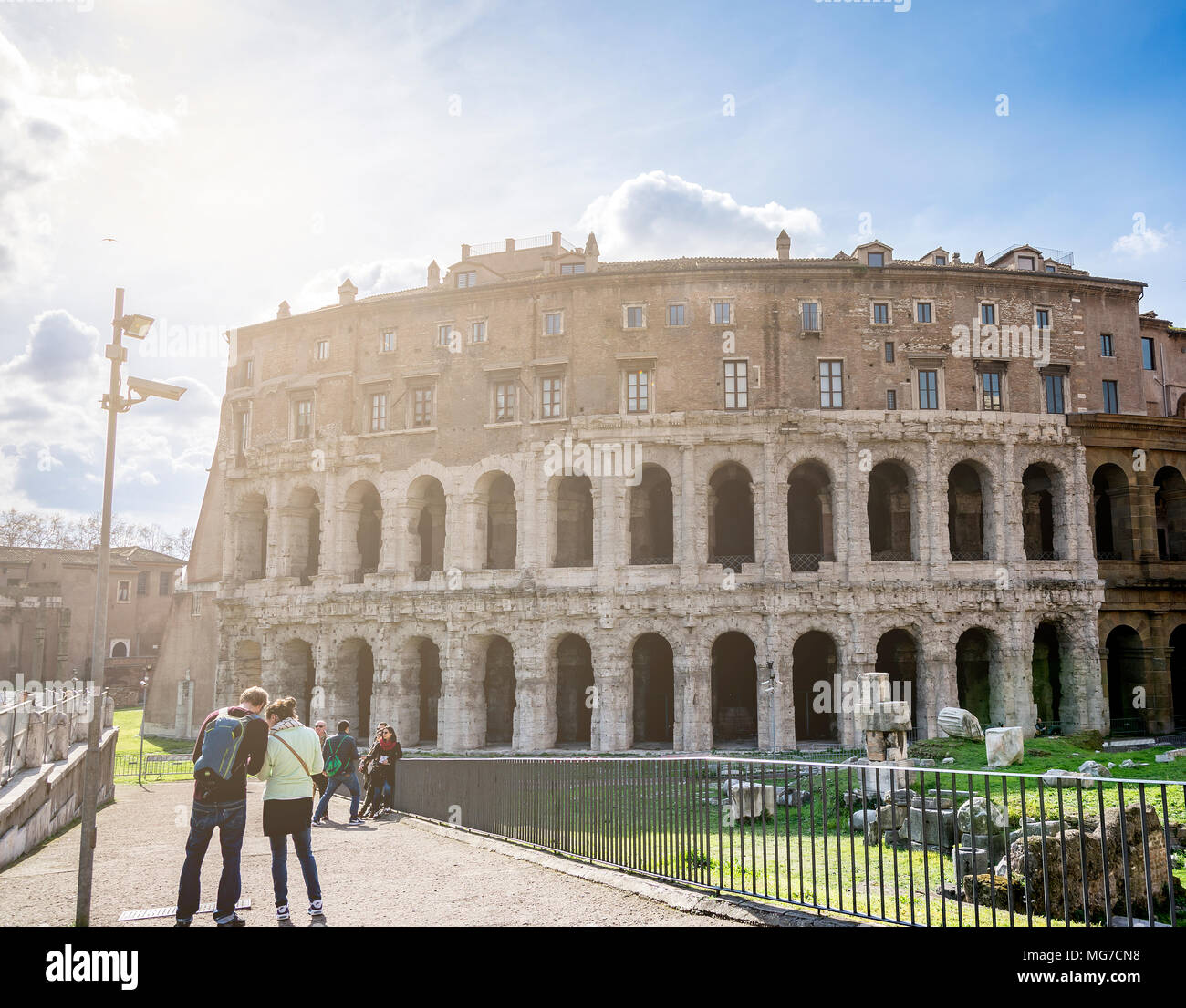 Rome, Italy, february 2017: Marcello Theater with tourists visiting the ...