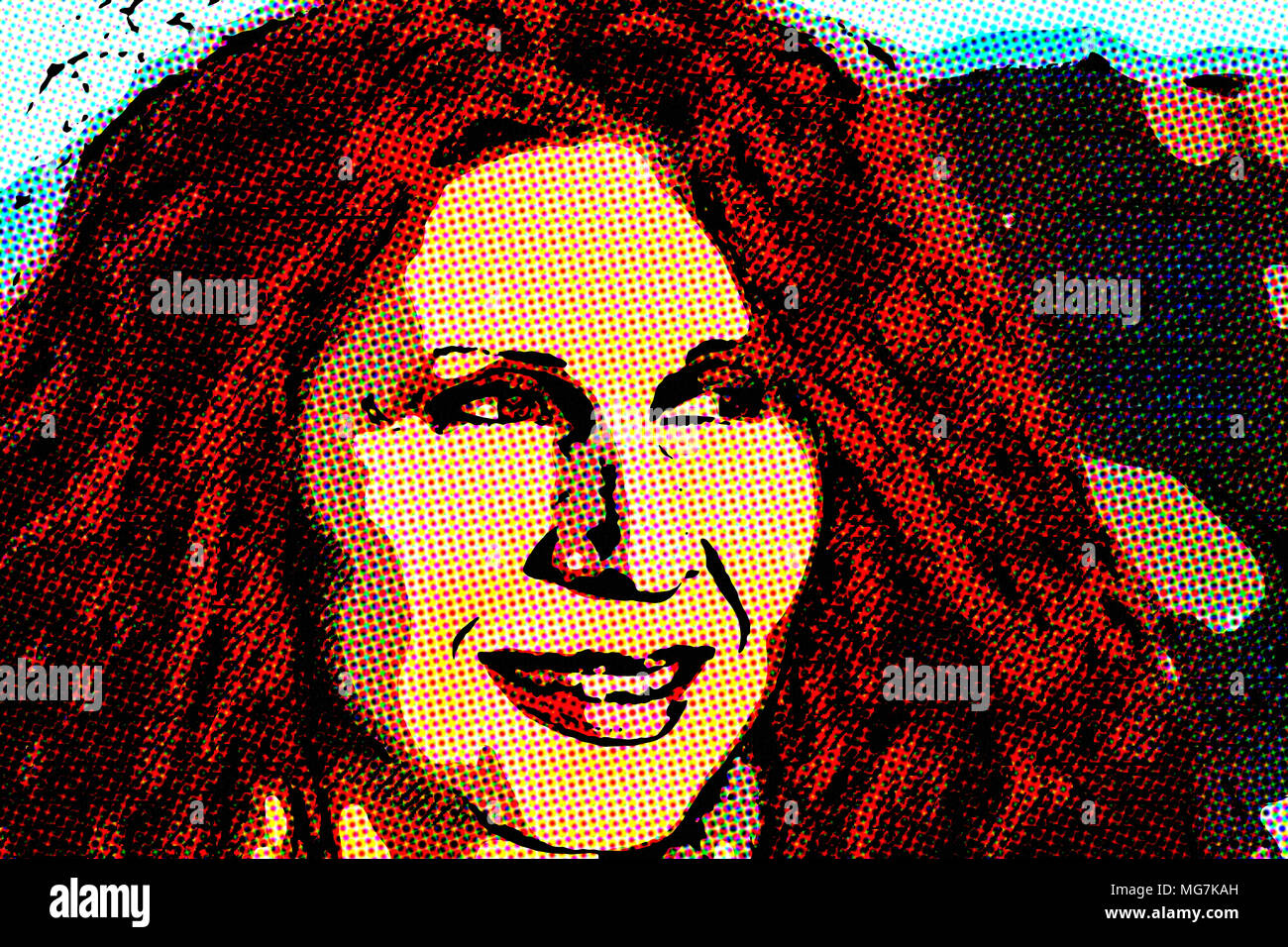 illustration of woman face under intense sunlight Stock Photo - Alamy