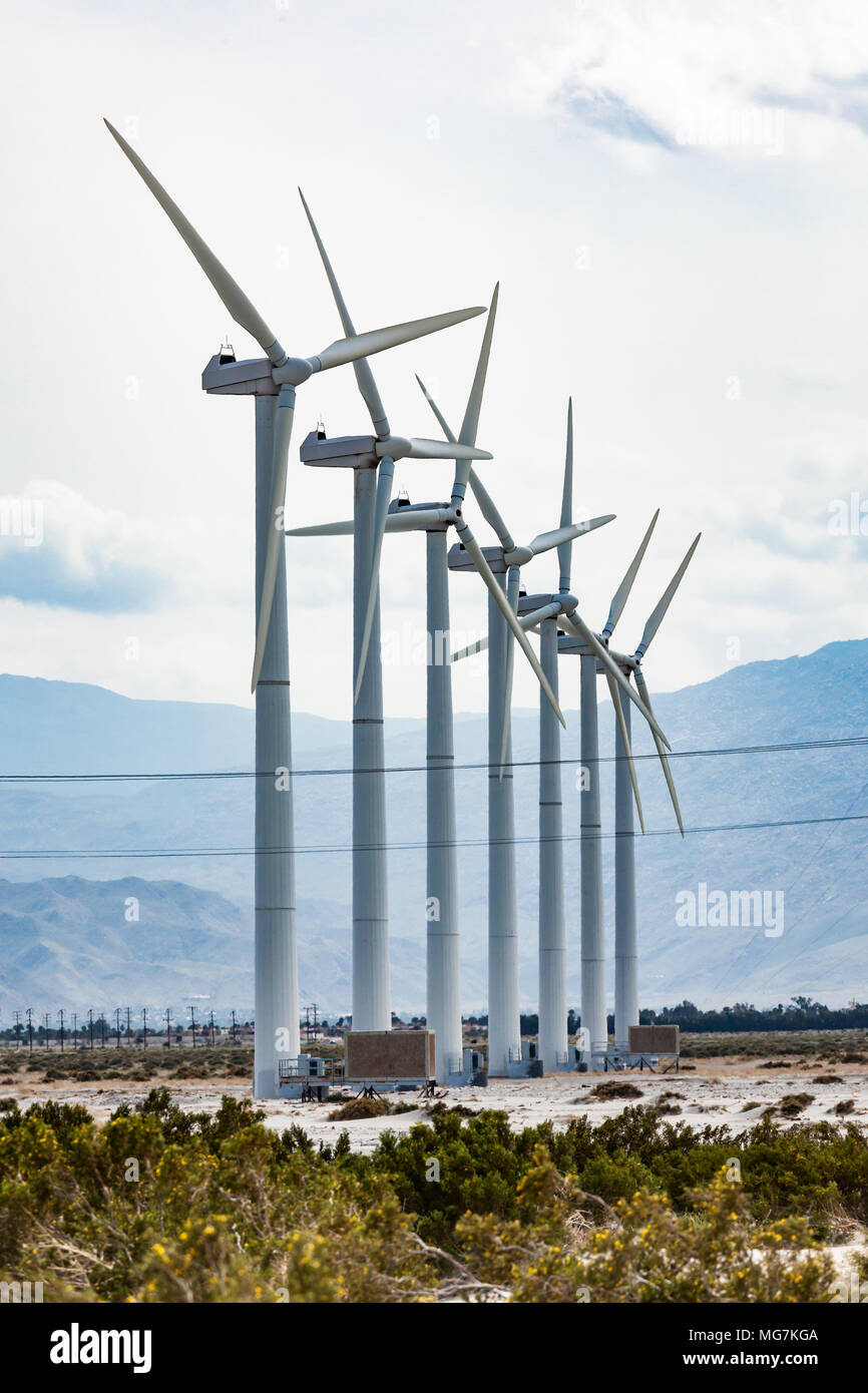 Dramatic Wind Turbine Farm in the Desert of California Stock Photo - Alamy