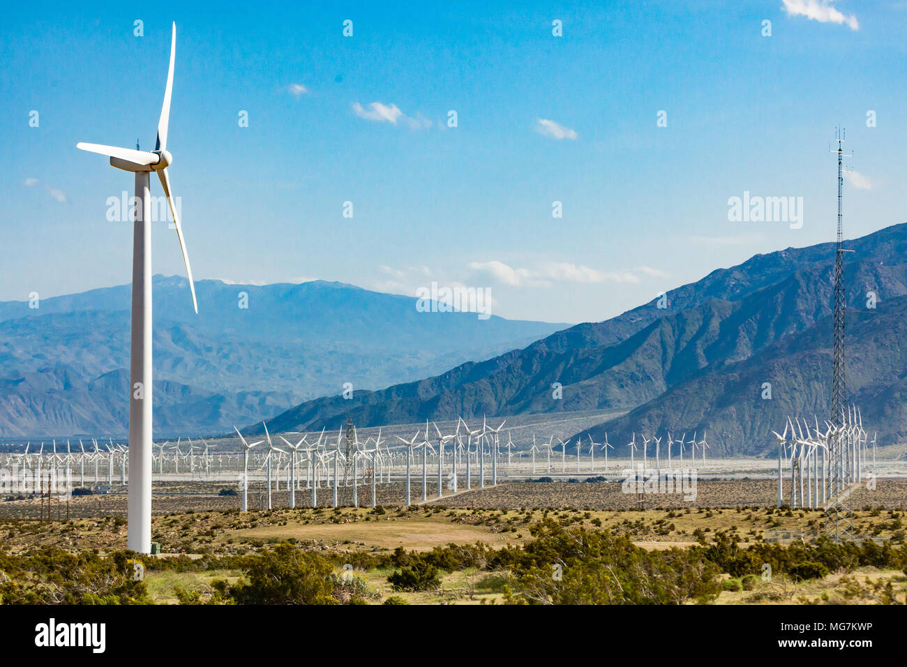 Dramatic Wind Turbine Farm in the Desert of California Stock Photo - Alamy