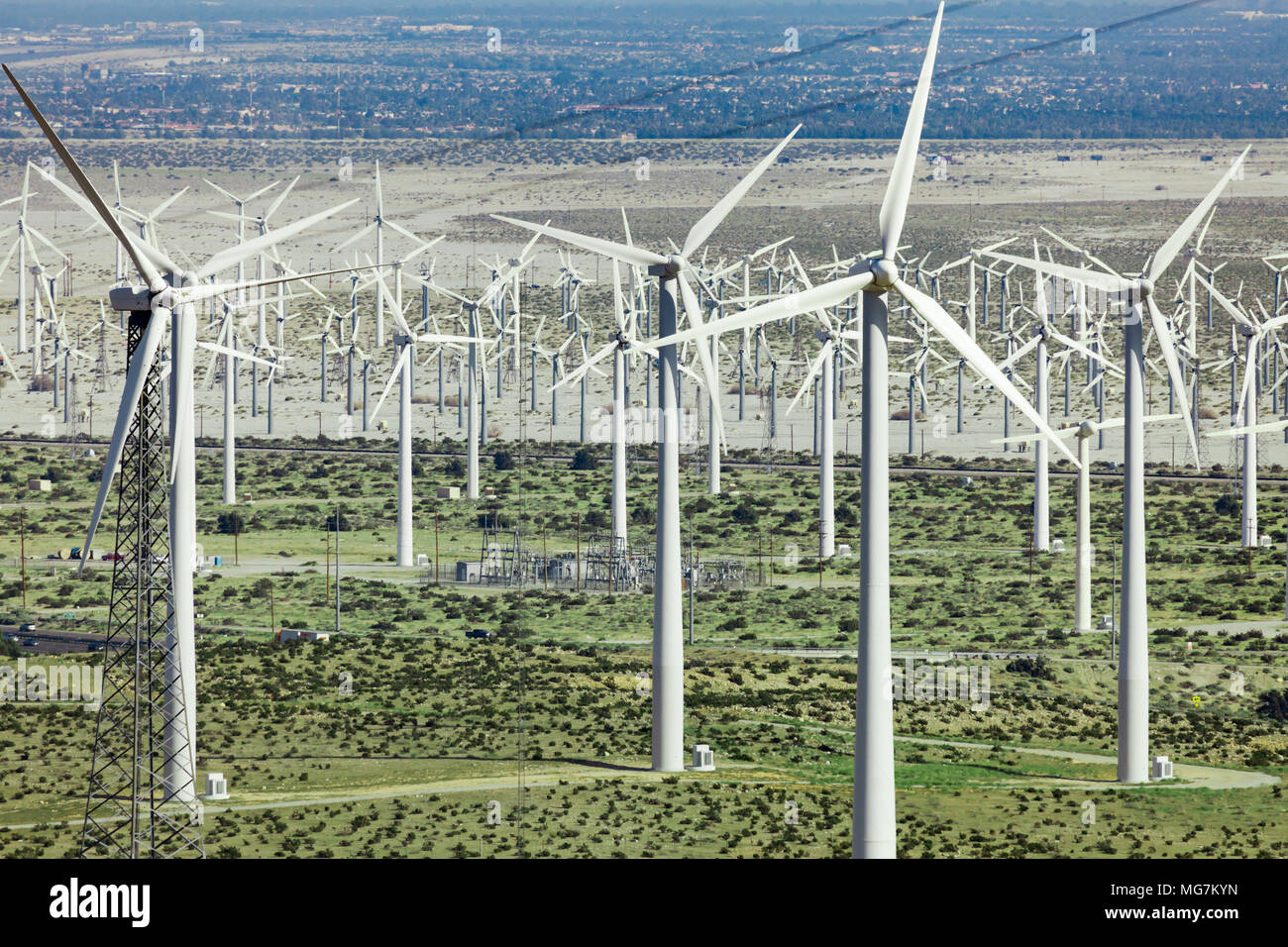 Dramatic Wind Turbine Farm in the Desert of California Stock Photo - Alamy