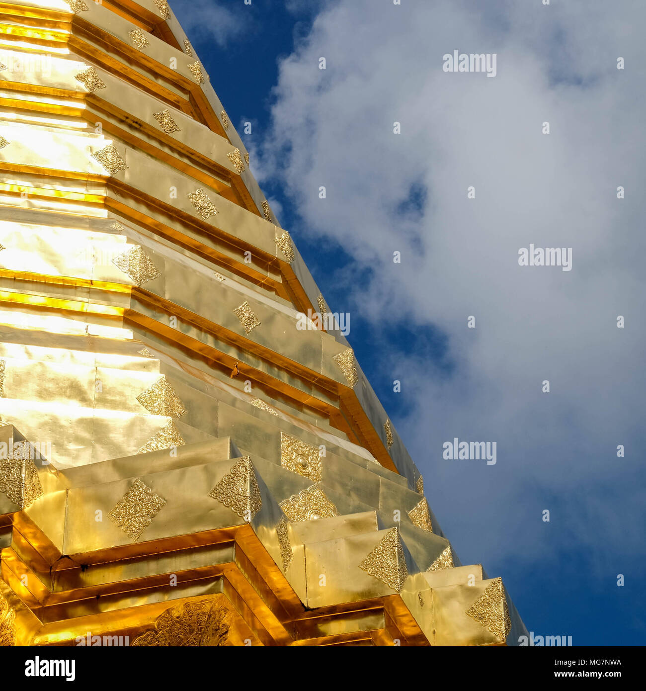 The gold stucco design of native thai style on the Wall Stock Photo - Alamy