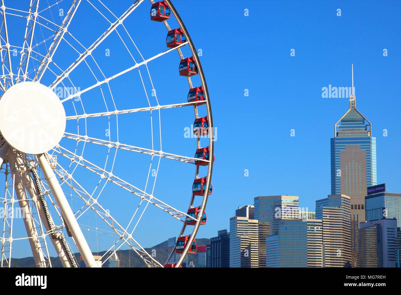 Hong Kong Cityscape With The Hong Kong Observation Wheel, Hong Kong ...