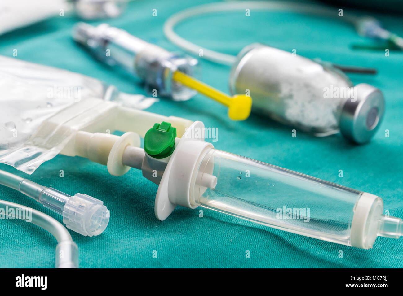 Detail of rubbers of a drip irrigation equipment in hospital operations ...