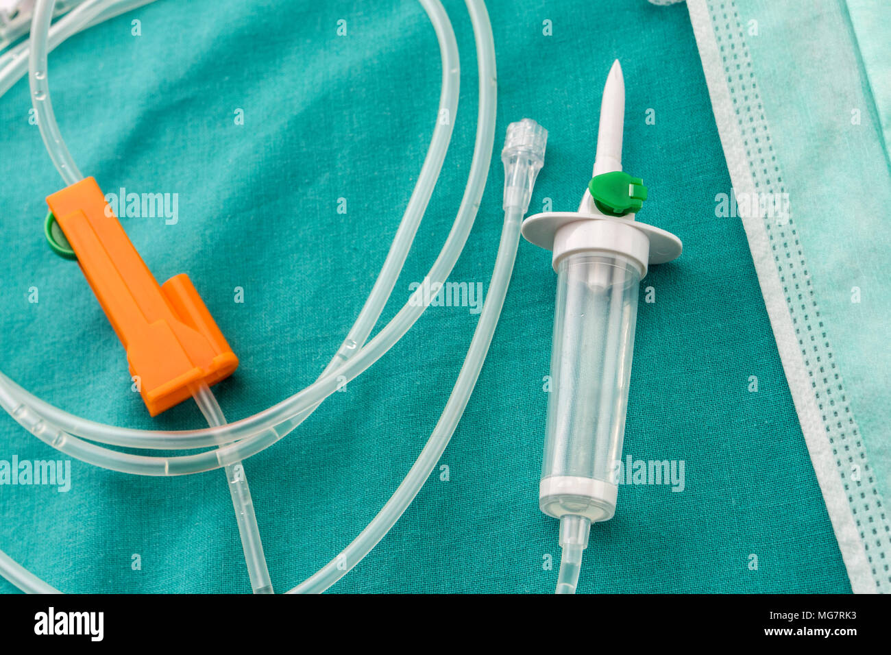 Detail of rubbers of a drip irrigation equipment in hospital operations ...