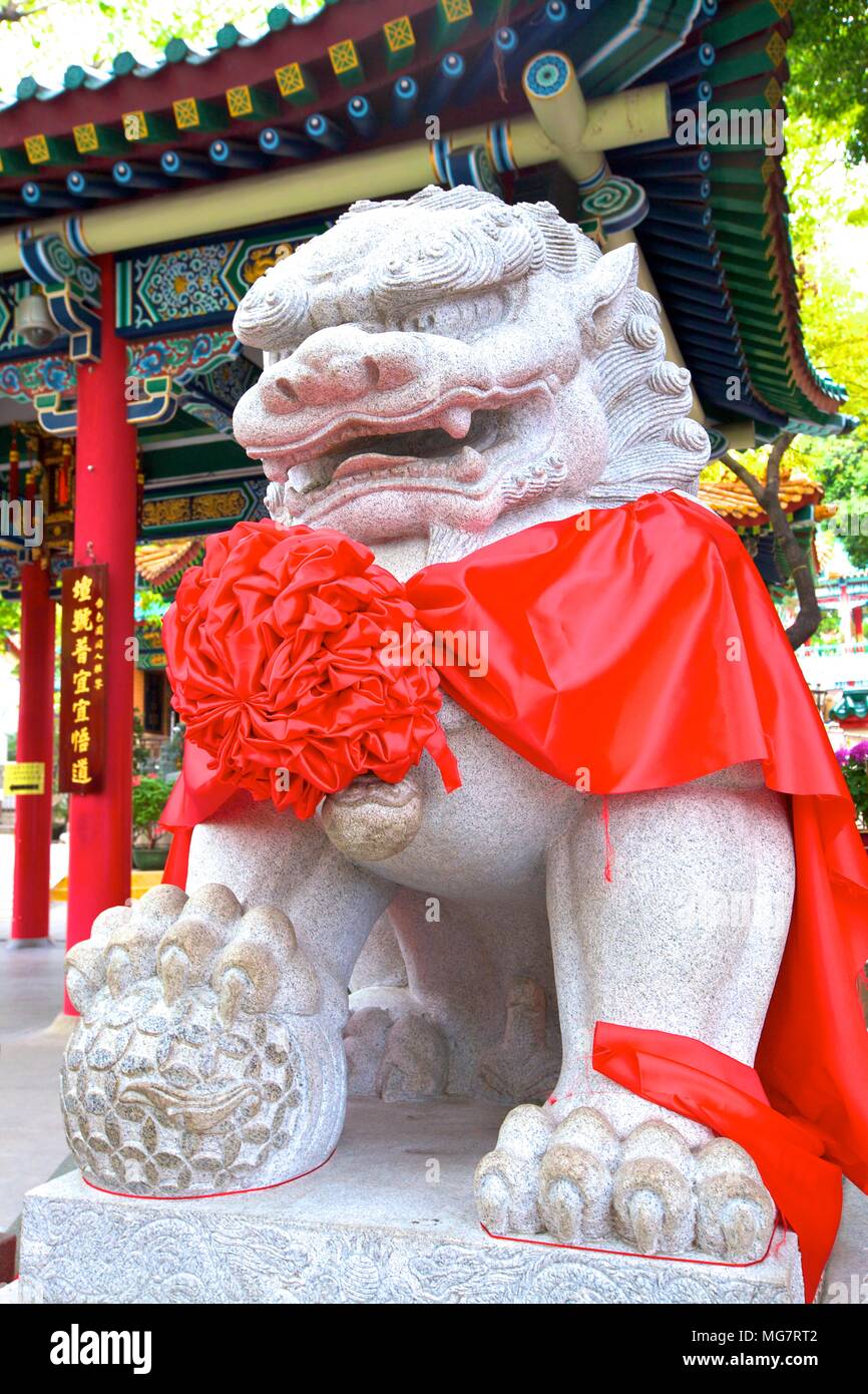 Chinese Guardian Lion, Hong Kong, China, South East Asia Stock Photo ...