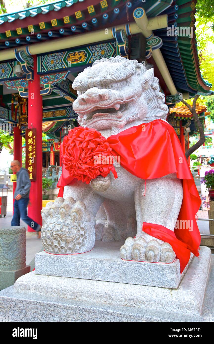 Chinese Guardian Lion, Hong Kong, China, South East Asia Stock Photo ...