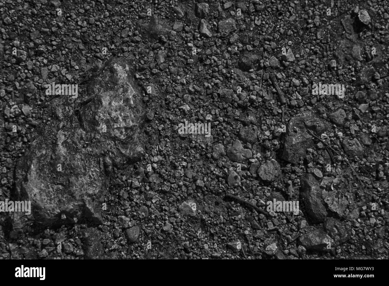 Monochrome Ground like on Mars, land texture, sand surface, stone ...