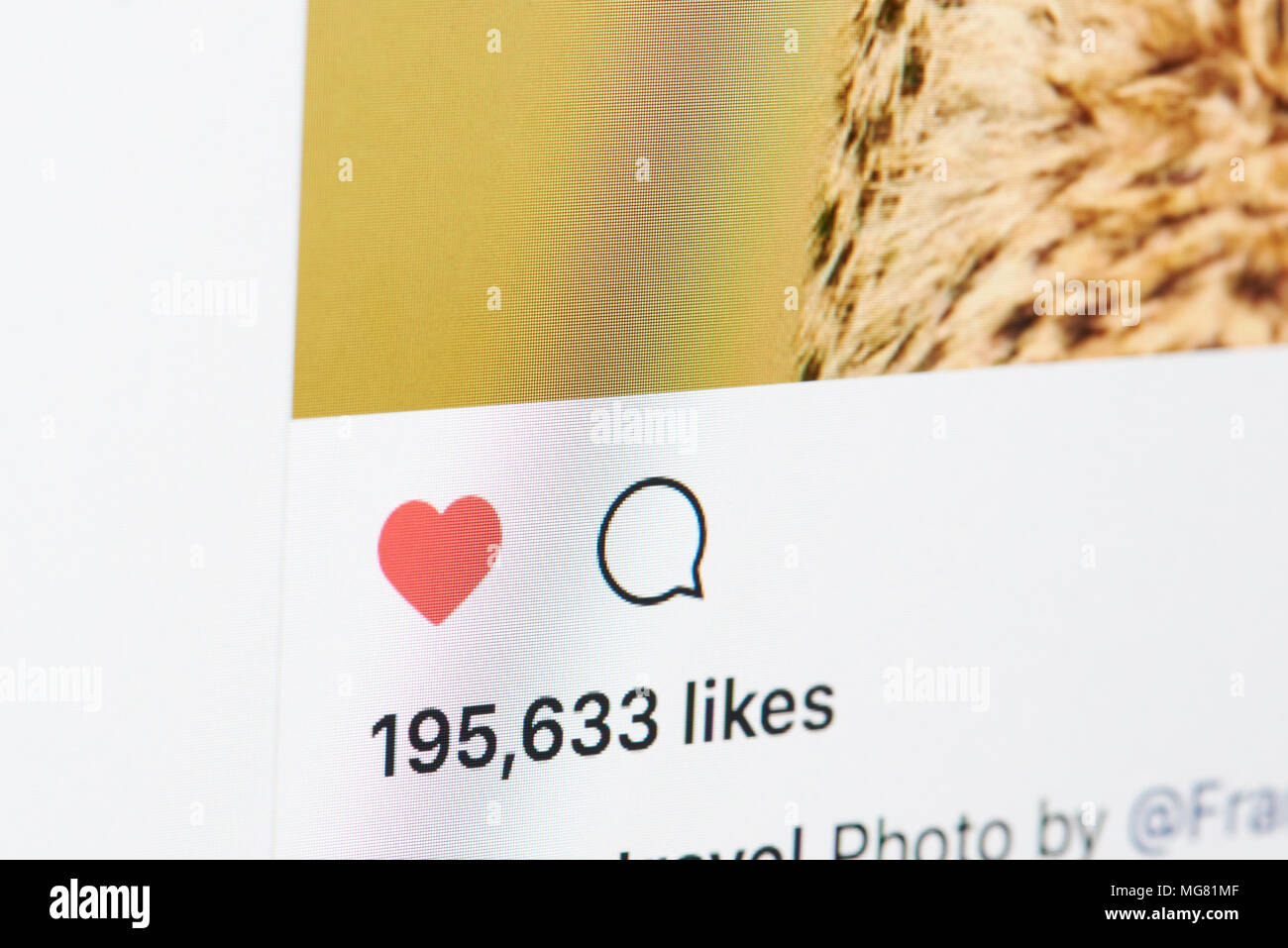 New york, USA - April 27, 2018: A lot of likes in instagram post on ...