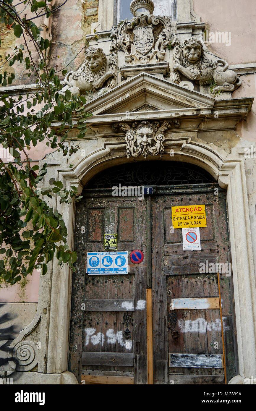 Old palace gate, Lisbon, Portugal Stock Photo - Alamy