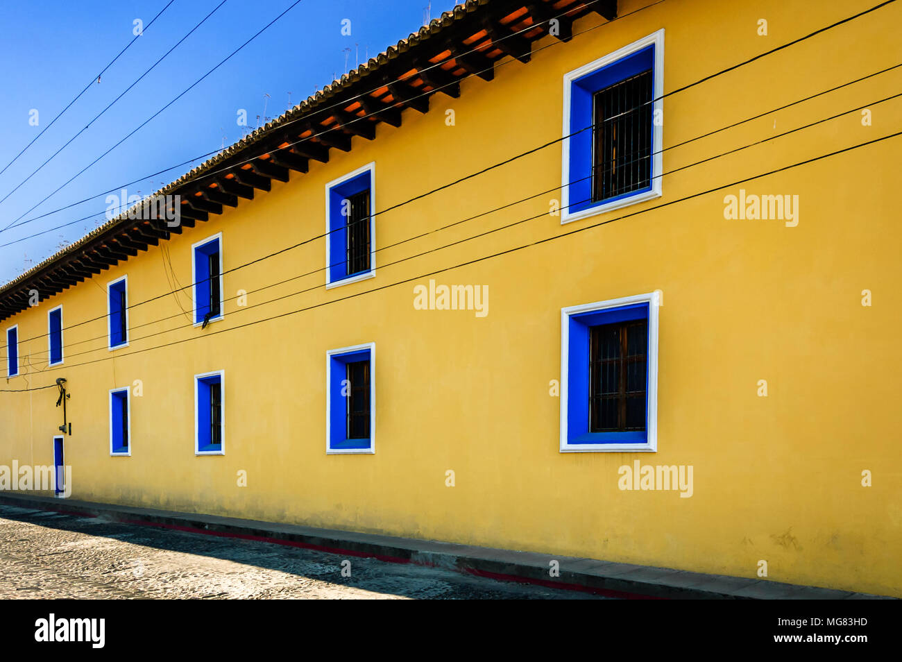 Typical painted colonial style townhouse in UNESCO World Heritage Site ...