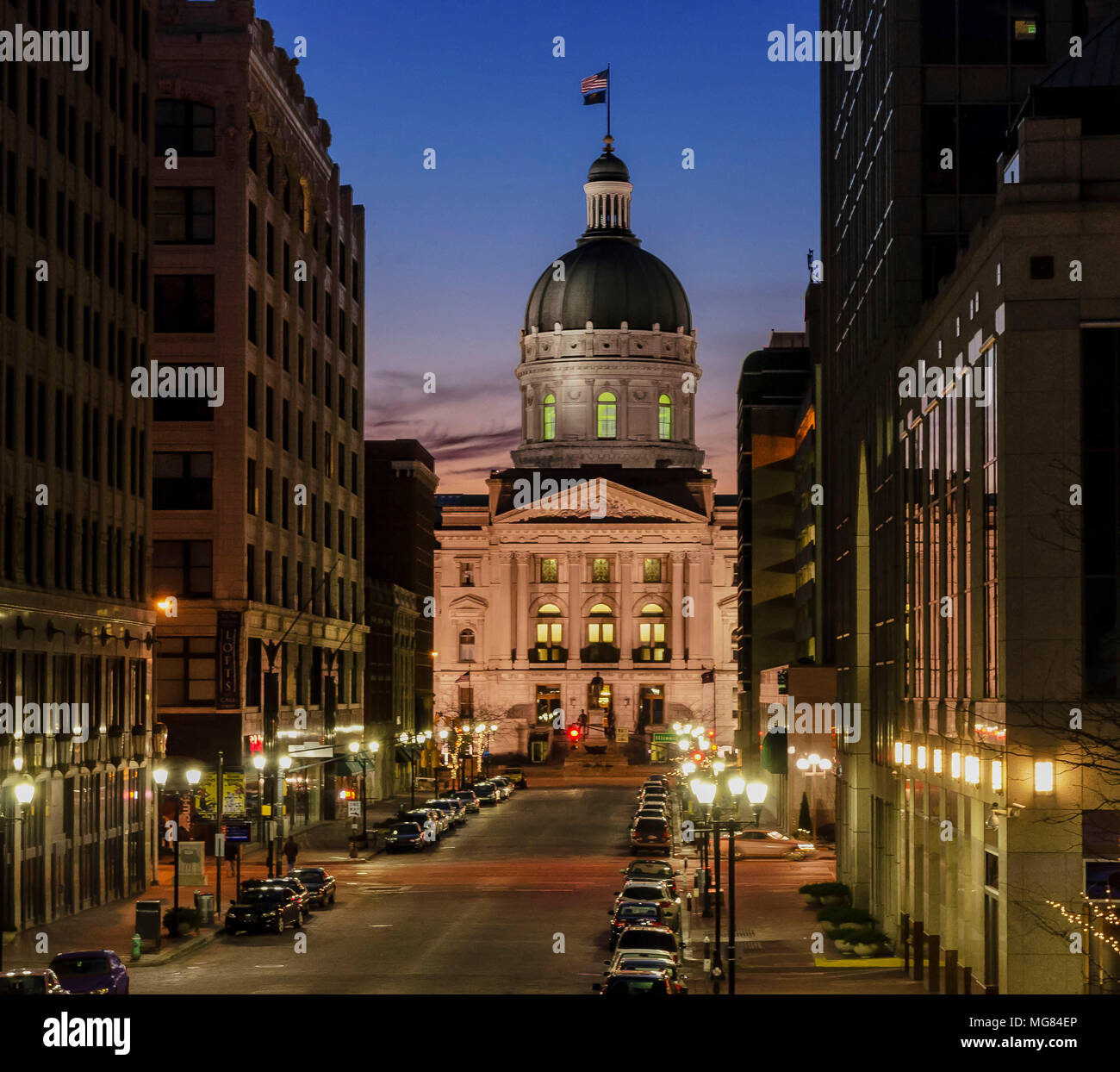 Indiana capitol at night Stock Photo - Alamy