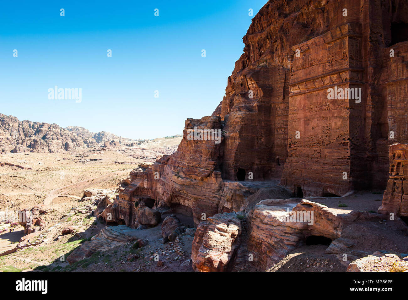 Landscape of mountains in Petra (Rose City), Jordan. Petra is one of ...