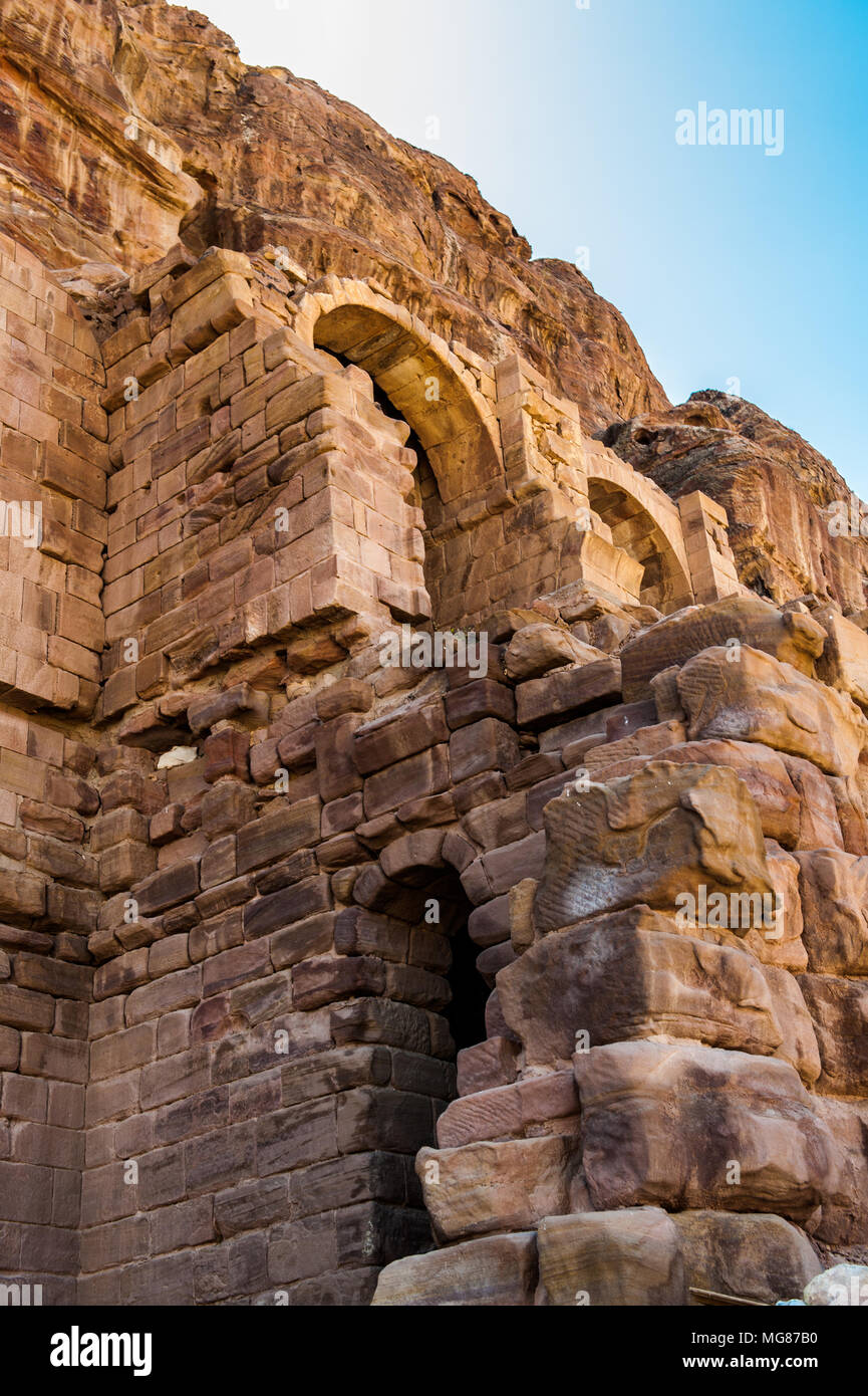 Ancient rock cut architecture in Petra (Rose City), Jordan. The city of ...