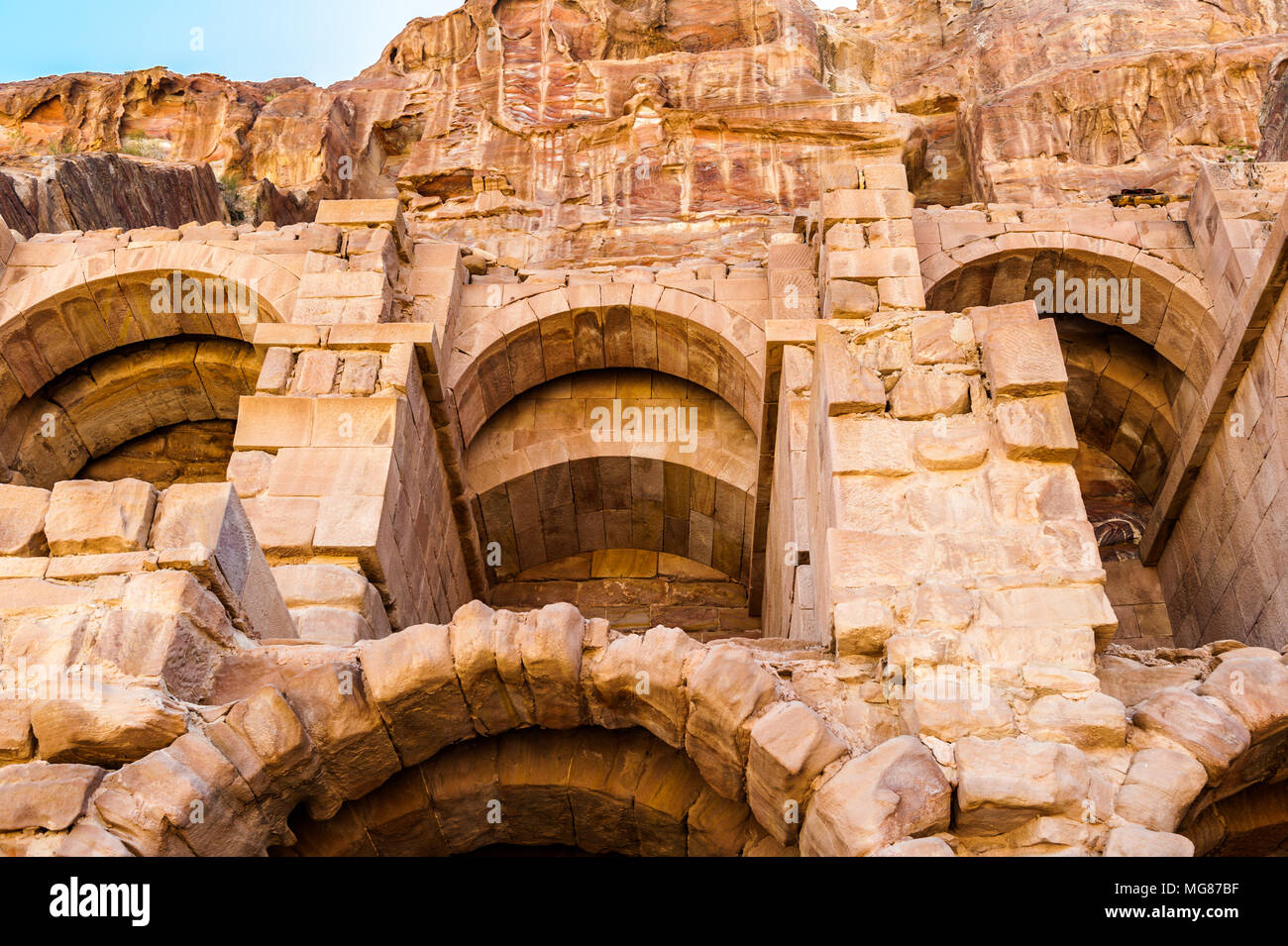 Ancient rock cut architecture in Petra (Rose City), Jordan. The city of ...
