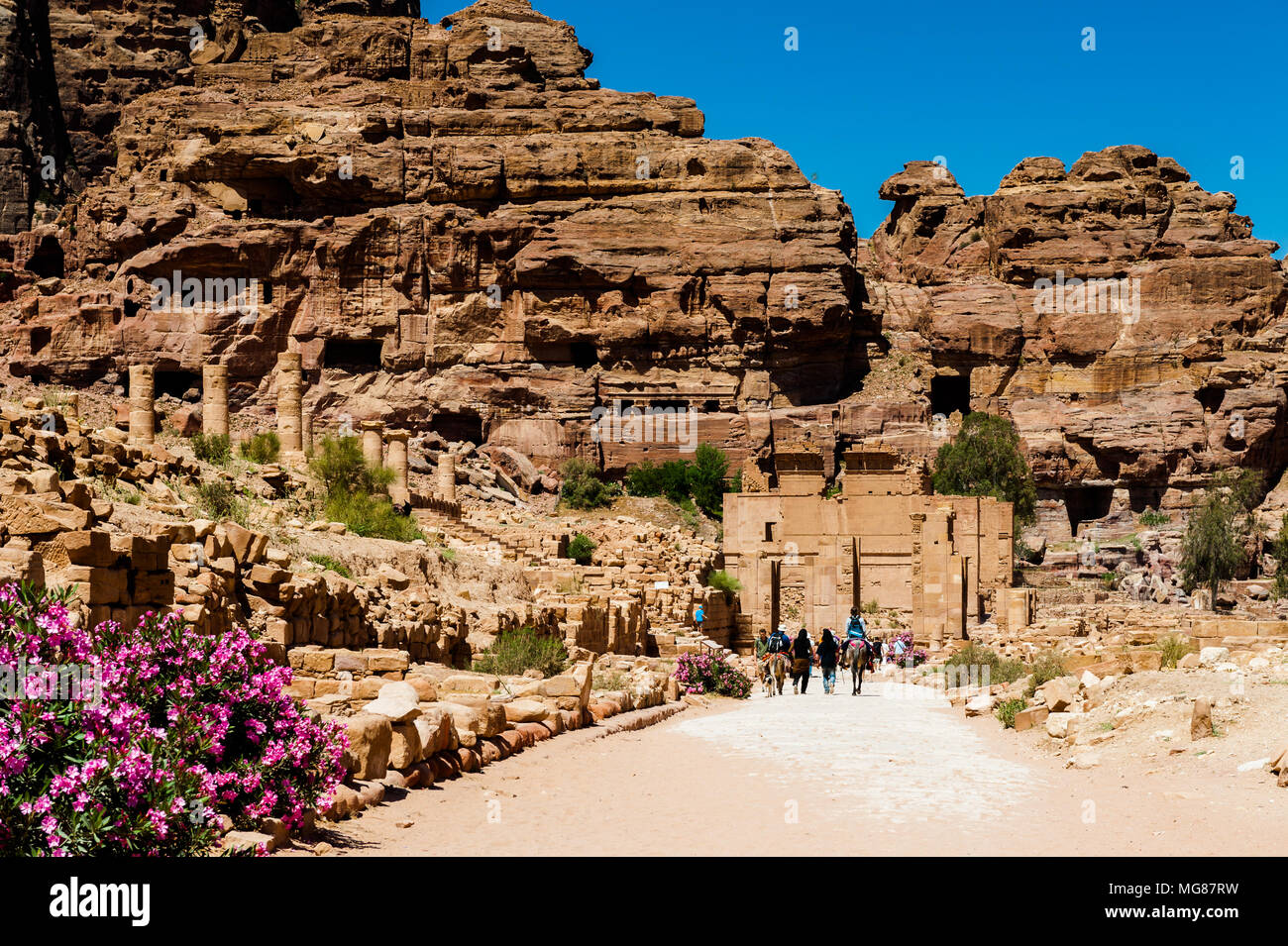 Ancient ruins in Petra (Rose City), Jordan. The city of Petra was lost ...