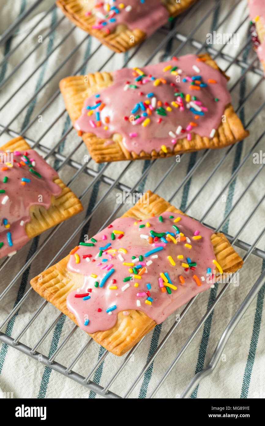 Sweet Homemade Strawberry Toaster Pastries with Sprinkles Stock Photo ...