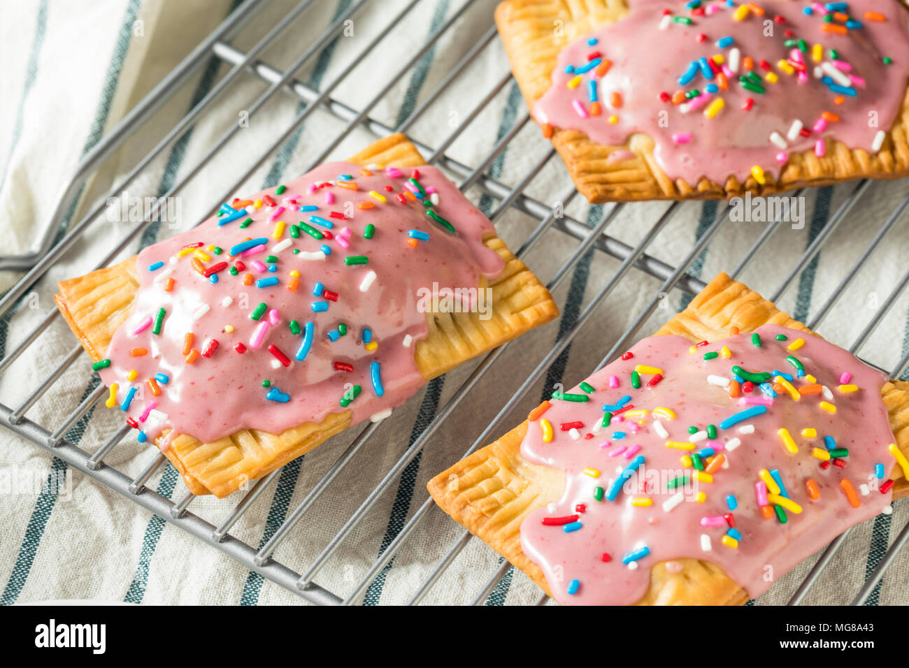 Sweet Homemade Strawberry Toaster Pastries with Sprinkles Stock Photo ...