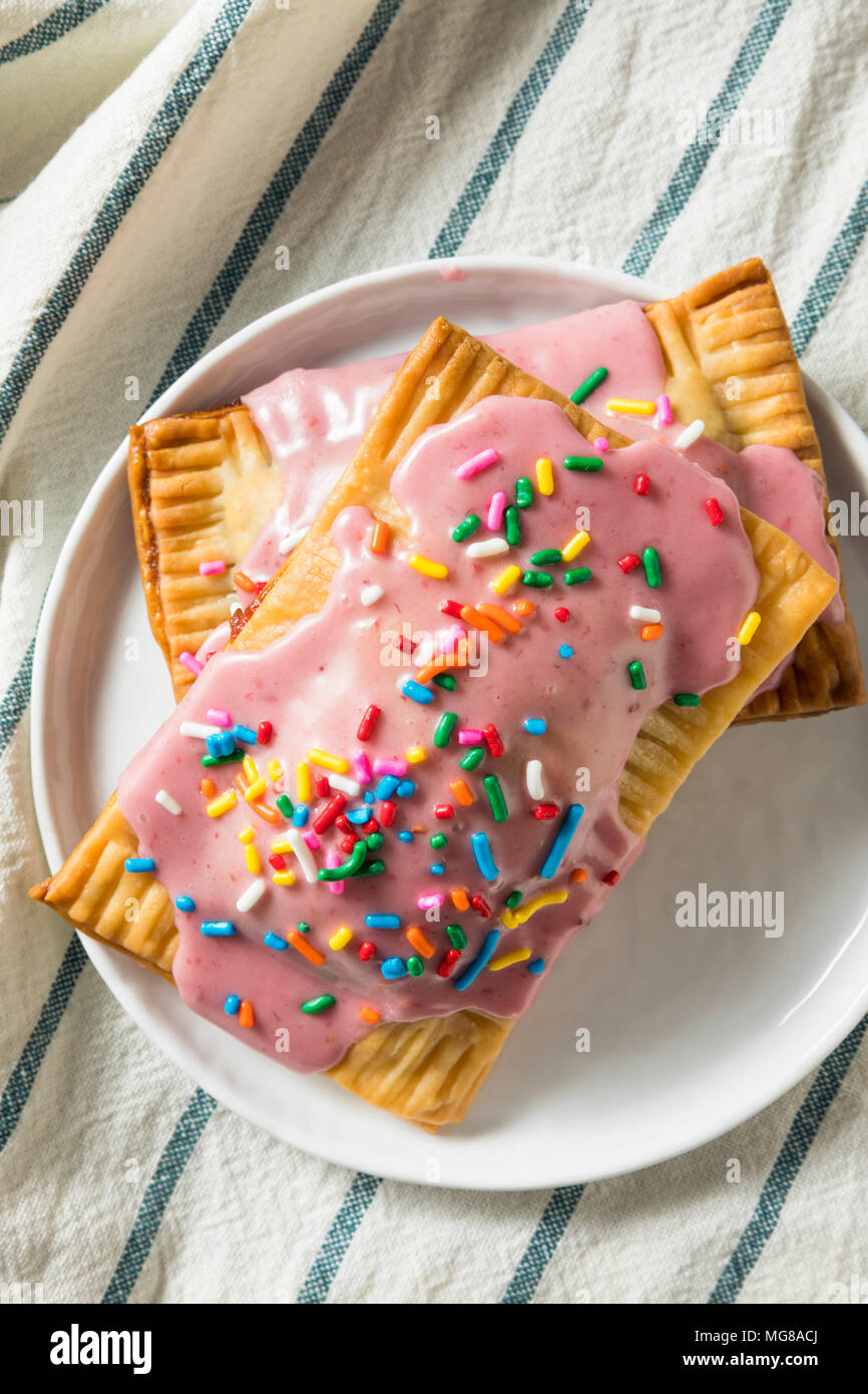 Sweet Homemade Strawberry Toaster Pastries with Sprinkles Stock Photo ...