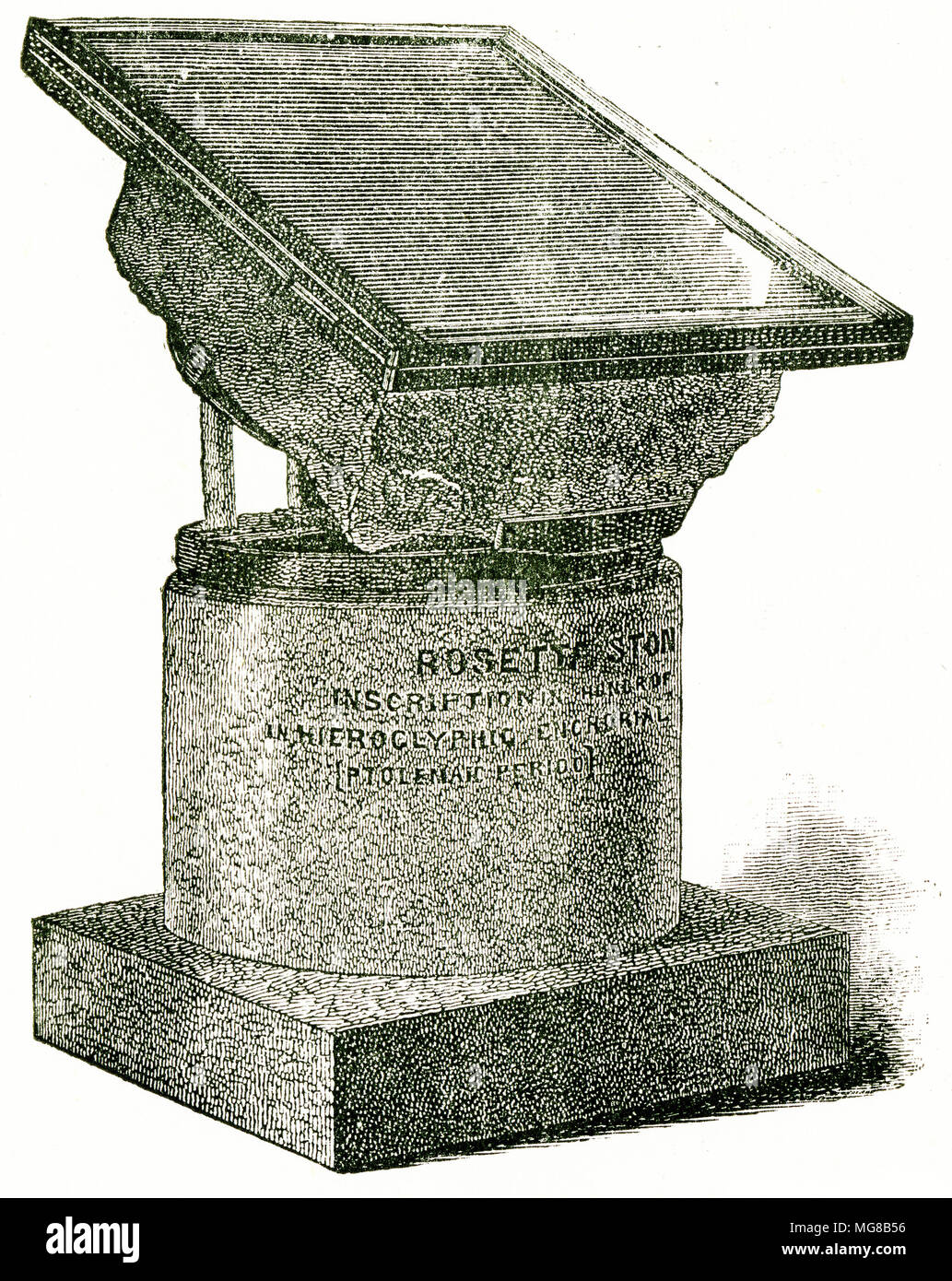 Engraving of the rosetta stone, a key to the translation of ancient ...