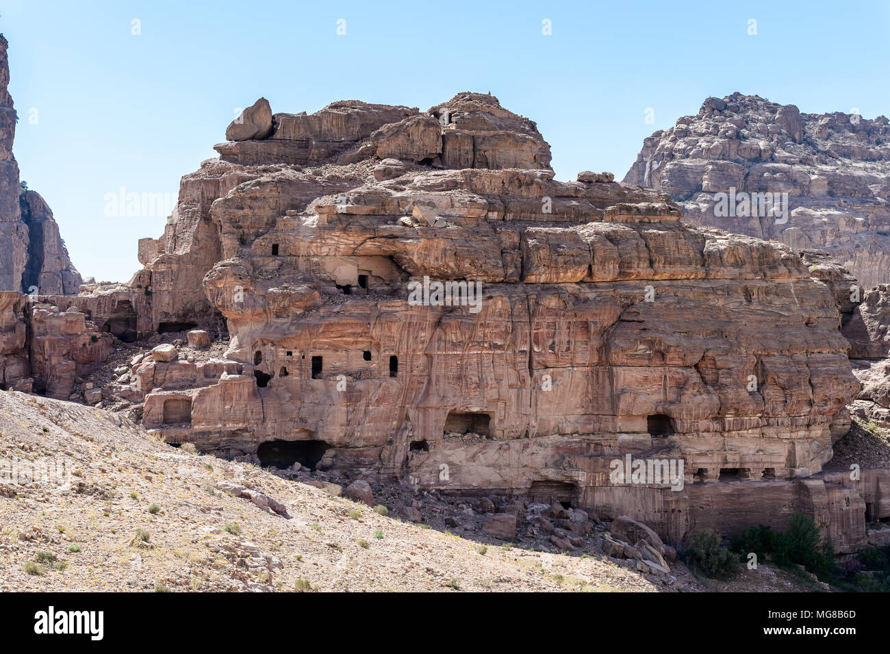 Ancient rock cut architecture of Petra, Jordan Stock Photo - Alamy