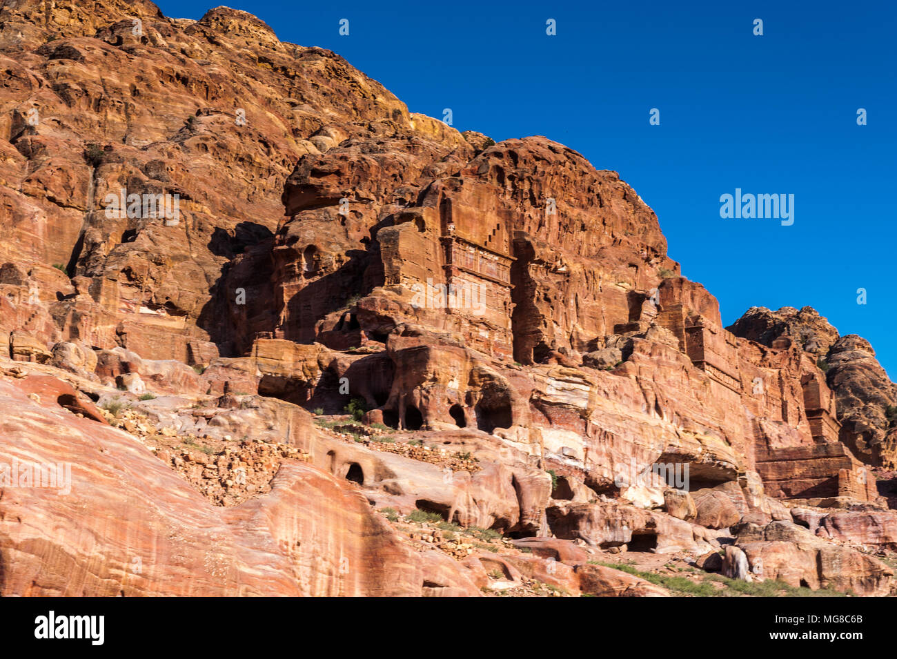 Rock cut architecture in Petra. The city of Petra was lost for over ...