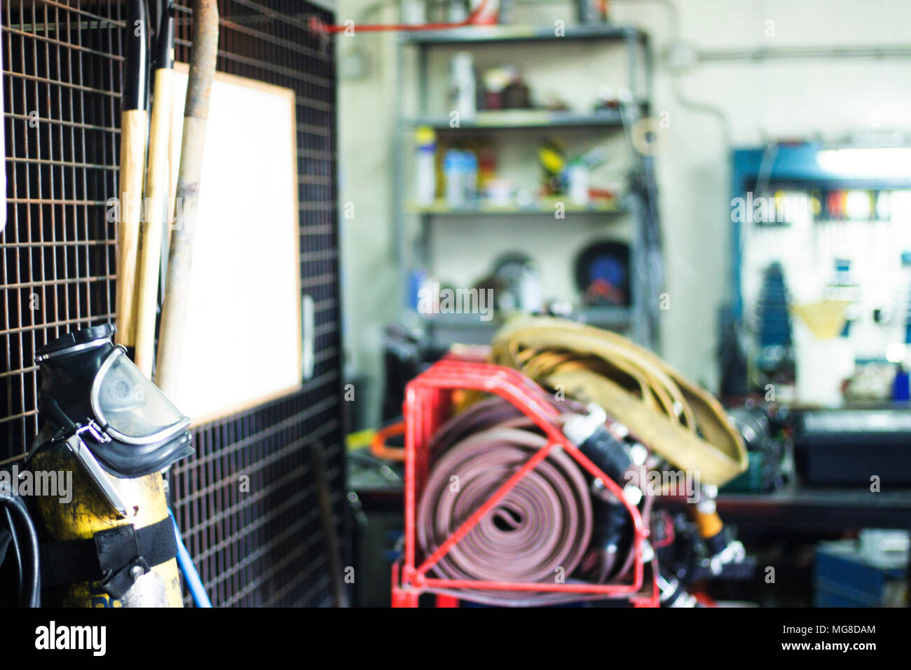 Fire station firefighter training equipment used by fireman to simulate ...