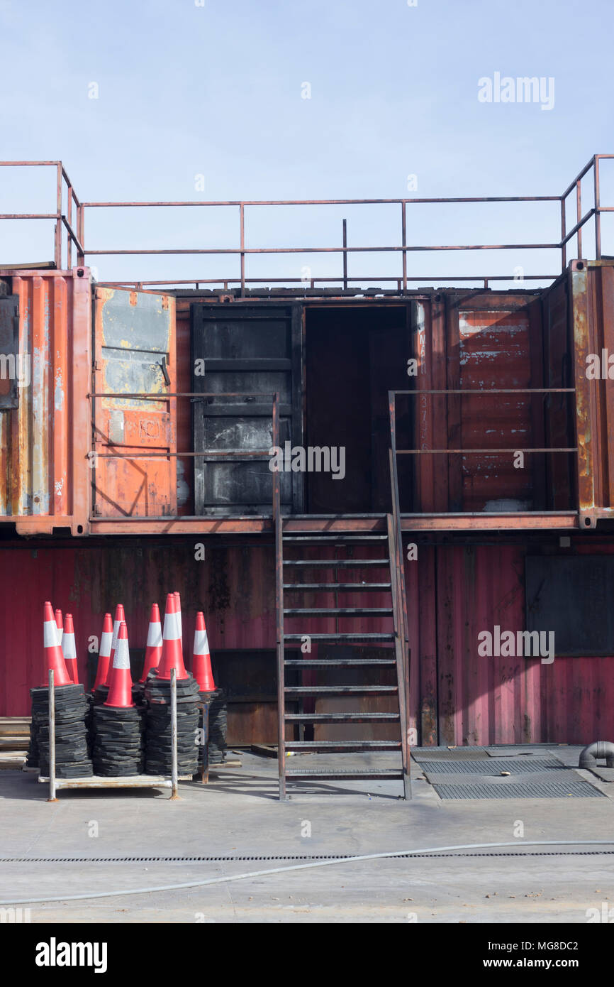 Fire station firefighter training equipment used by fireman to simulate ...