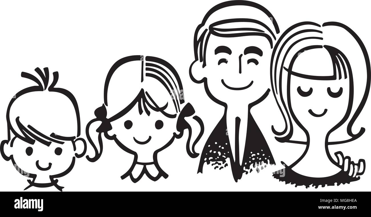 Perfect Family - Retro Clipart Illustration Stock Vector Image & Art ...