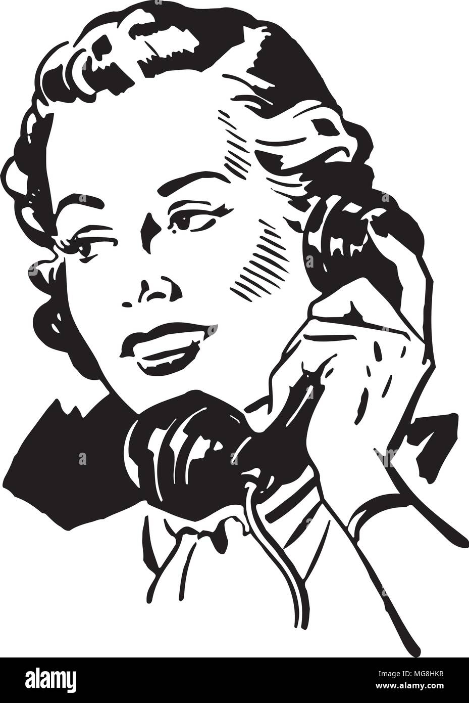 Phone Gal 2 - Retro Clipart Illustration Stock Vector Image & Art - Alamy