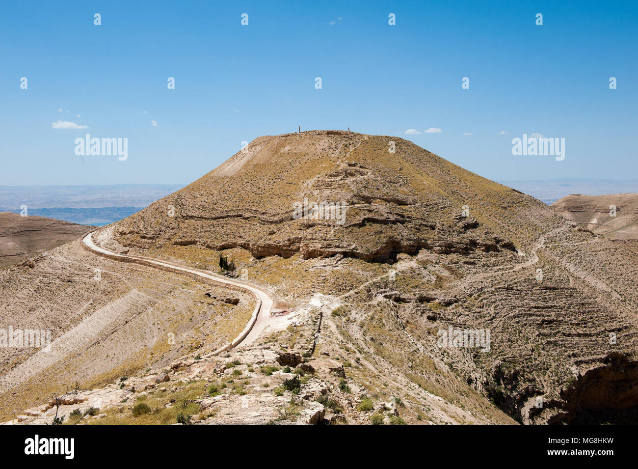 Machaerus, a fortified hilltop palace (Herod Castle) in Jordan Stock ...