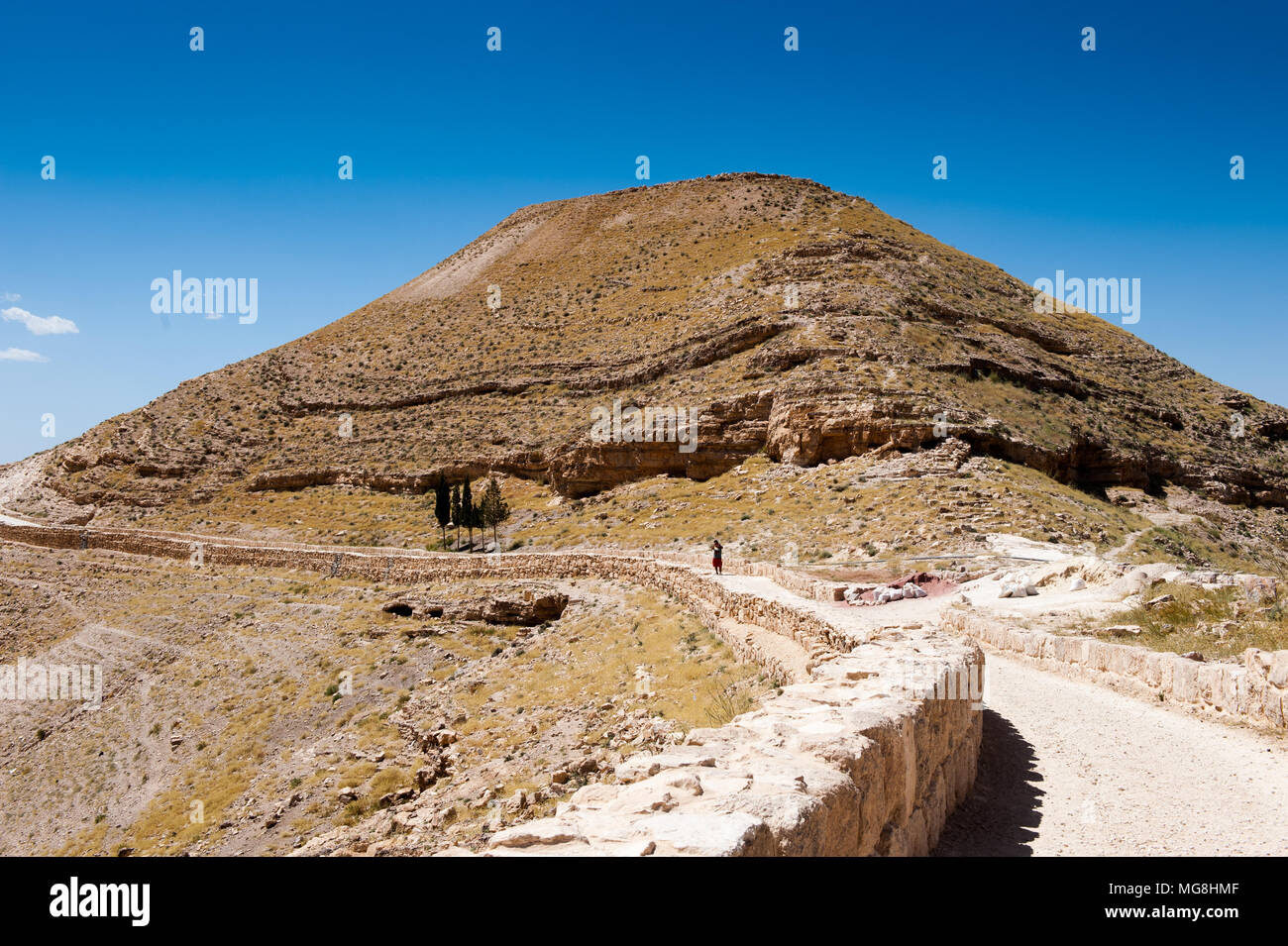 Machaerus, a fortified hilltop palace (Herod Castle) in Jordan Stock ...
