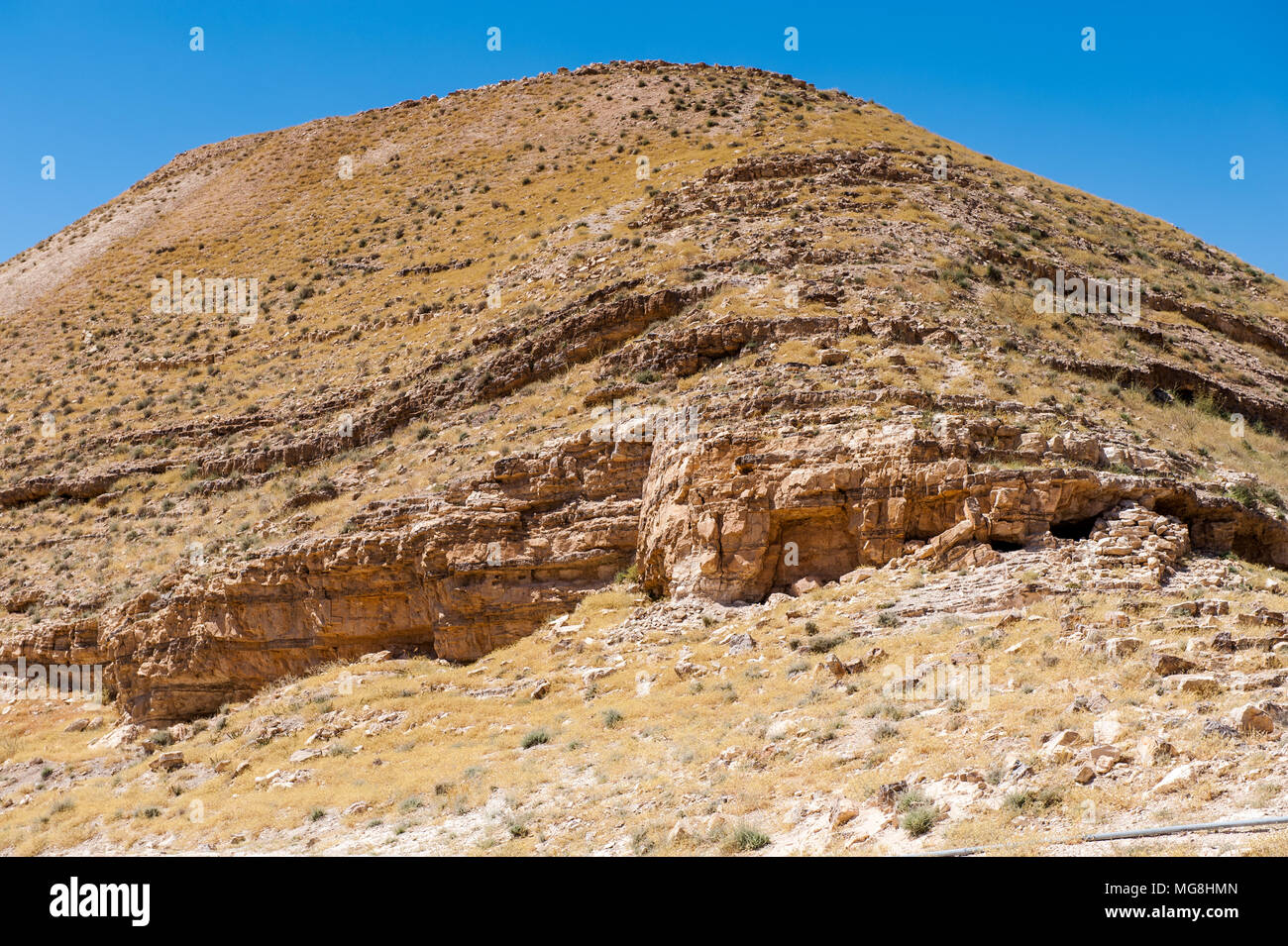 Machaerus, a fortified hilltop palace (Herod Castle) in Jordan Stock ...