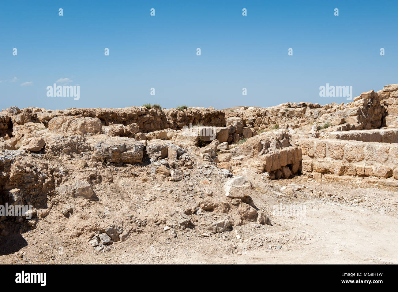 Herod Castle ruins, Machaerus, fortified hilltop palace in Jordan Stock ...