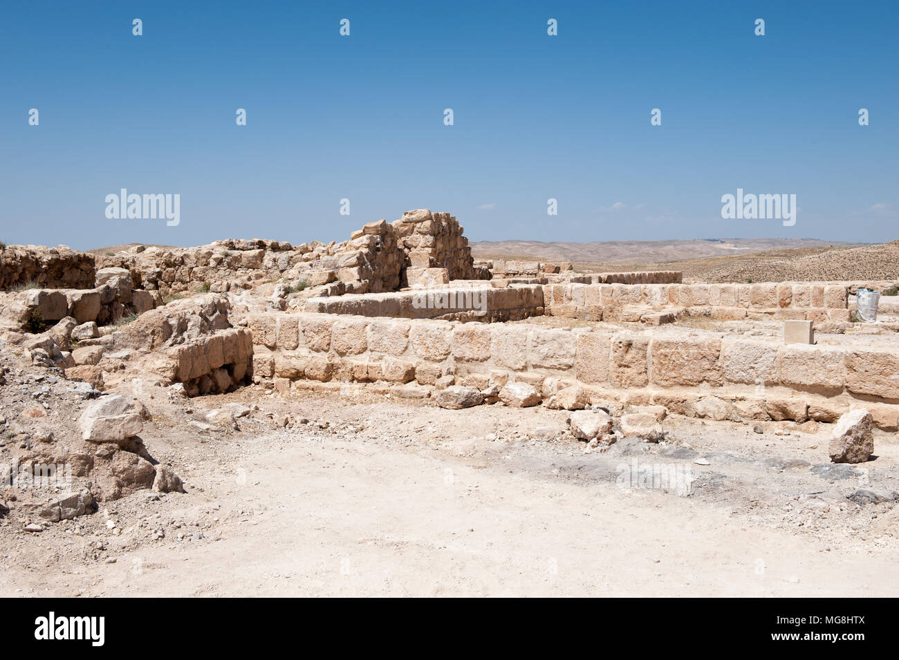 Herod Castle ruins, Machaerus, fortified hilltop palace in Jordan Stock ...
