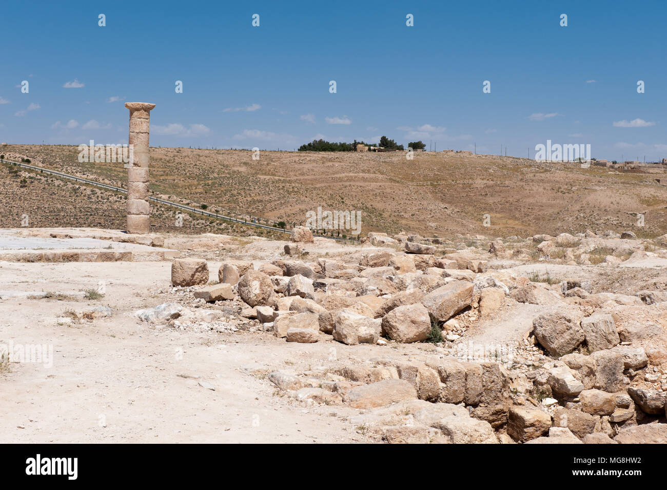 Herod Castle ruins, Machaerus, fortified hilltop palace in Jordan Stock ...