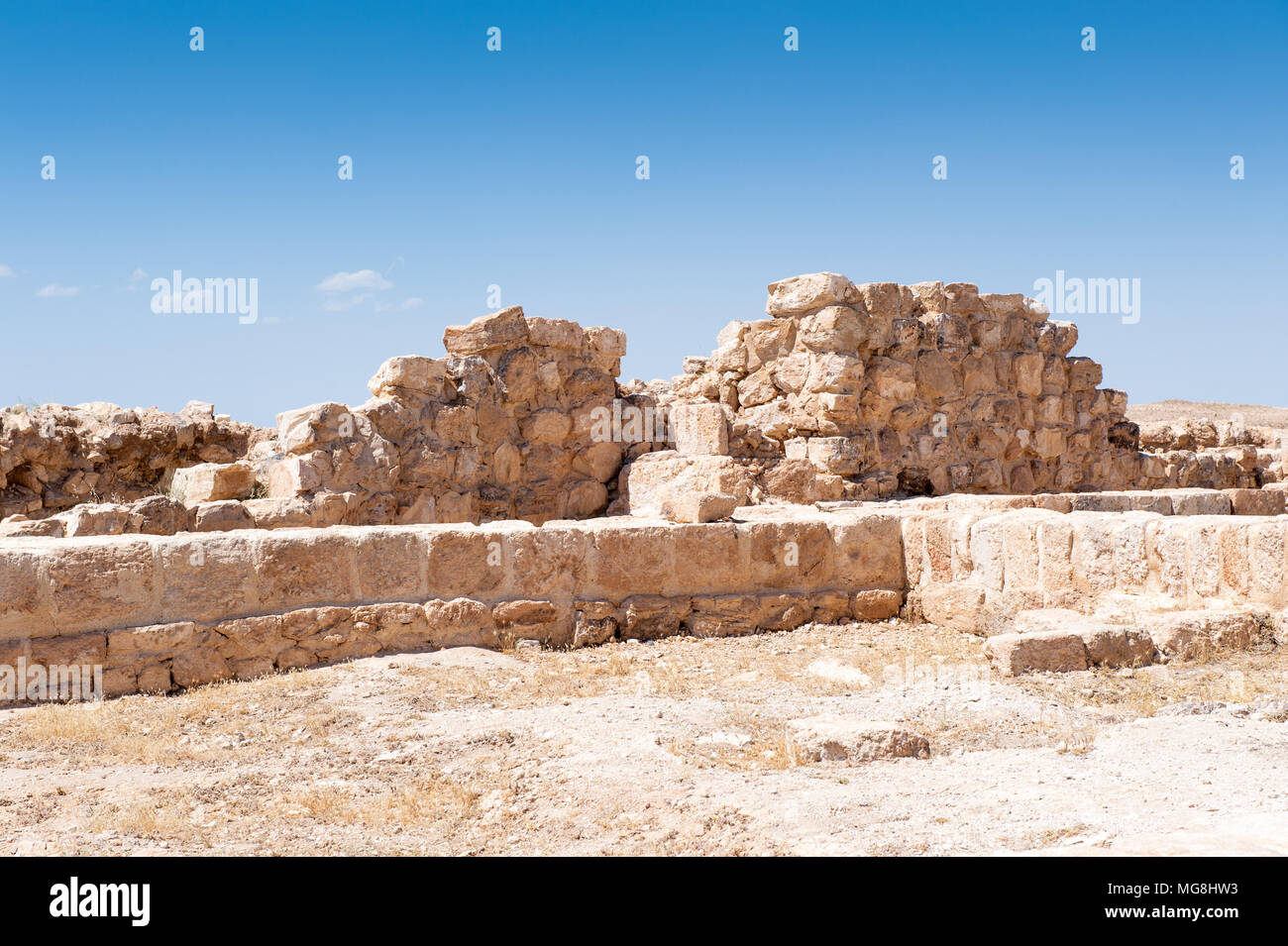 Herod Castle ruins, Machaerus, fortified hilltop palace in Jordan Stock ...