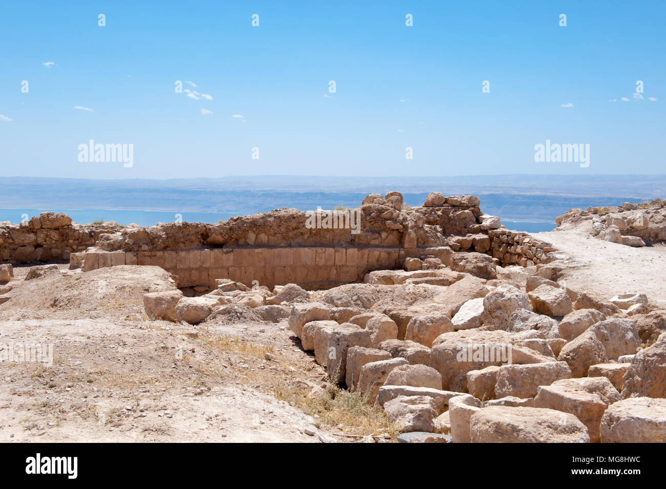 Herod Castle ruins, Machaerus, fortified hilltop palace in Jordan Stock ...