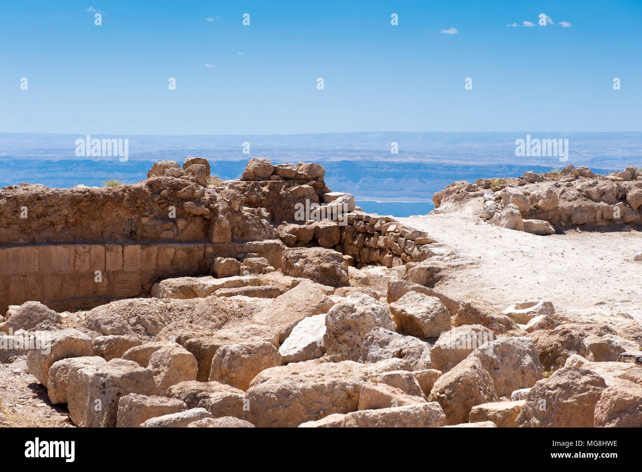 Herod Castle ruins, Machaerus, fortified hilltop palace in Jordan Stock ...