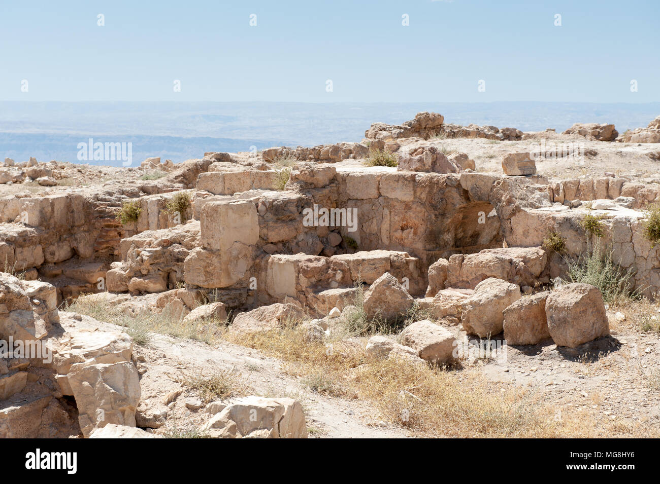 Herod Castle ruins, Machaerus, fortified hilltop palace in Jordan Stock ...