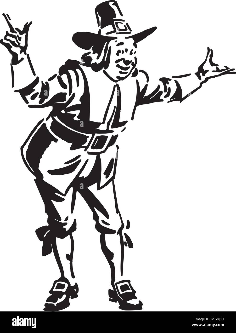 Pilgrim Man - Retro Clipart Illustration Stock Vector Image & Art - Alamy