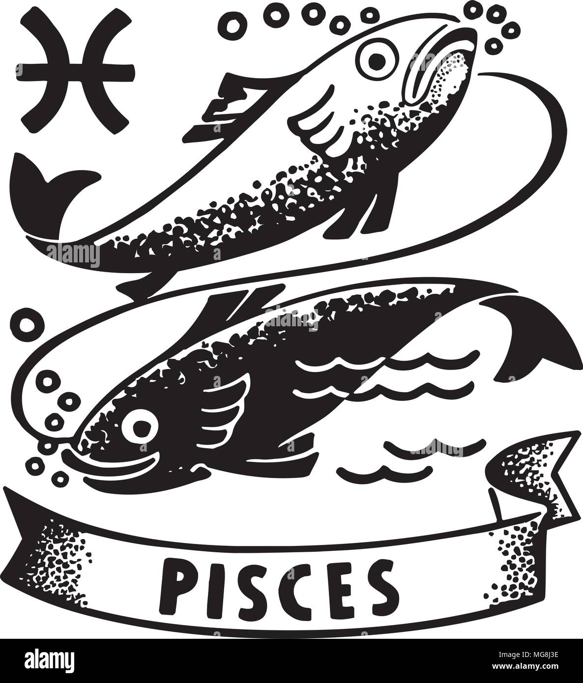 Pisces - Retro Clipart Illustration Stock Vector Image & Art - Alamy