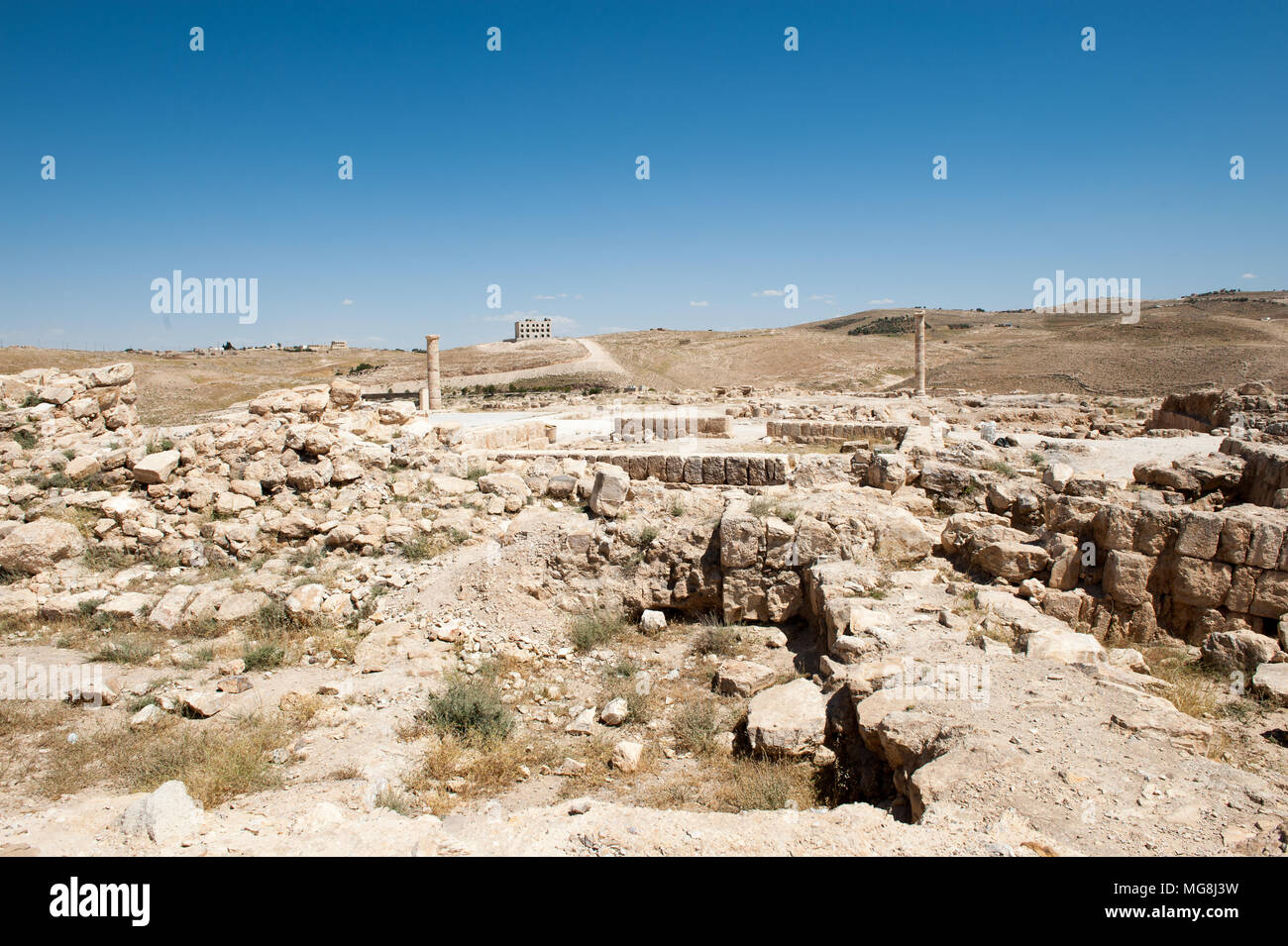 Herod Castle ruins, Machaerus, fortified hilltop palace in Jordan Stock ...